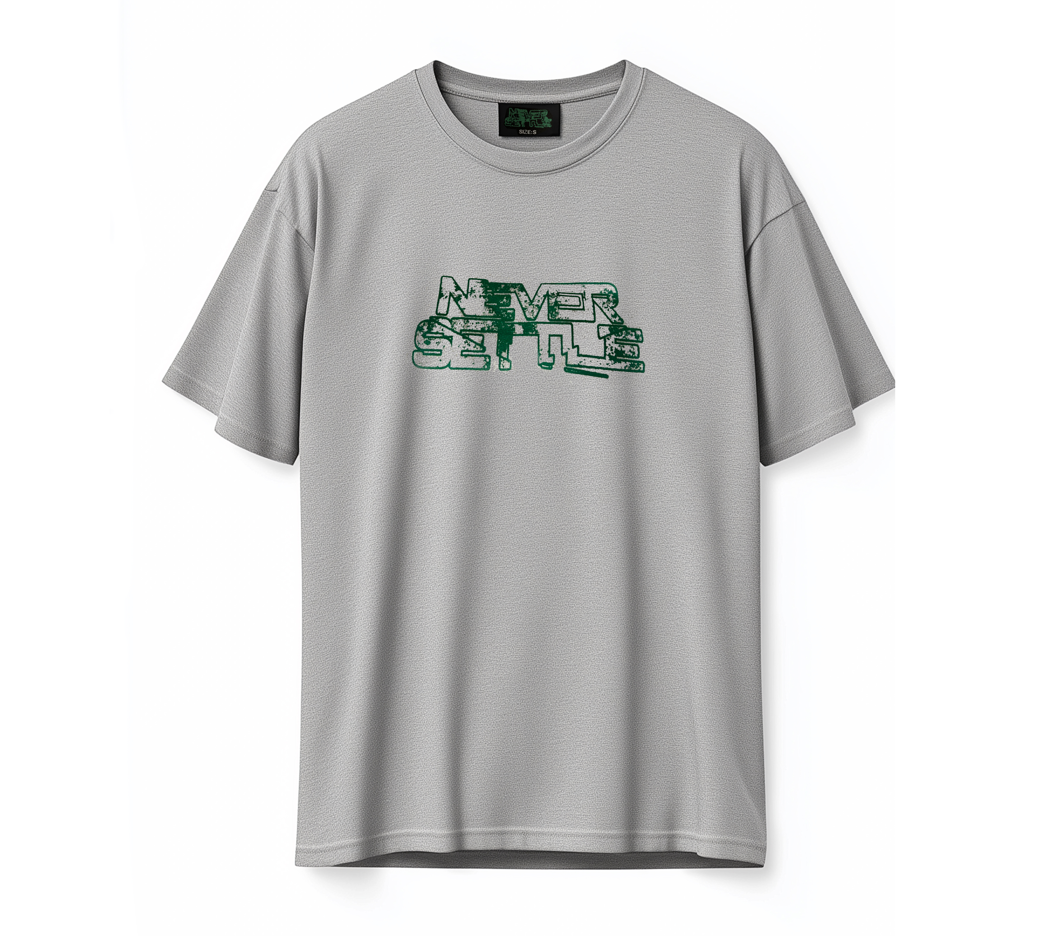 NEVER SETTLE Grey Heavy Oversized T-Shirt – Strom Sports Nutrition